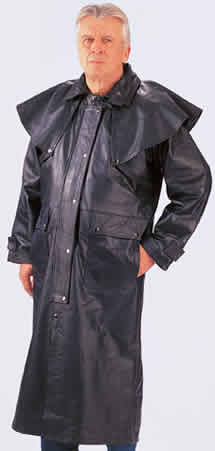 Mens C350 Leather Duster with Removable Cape